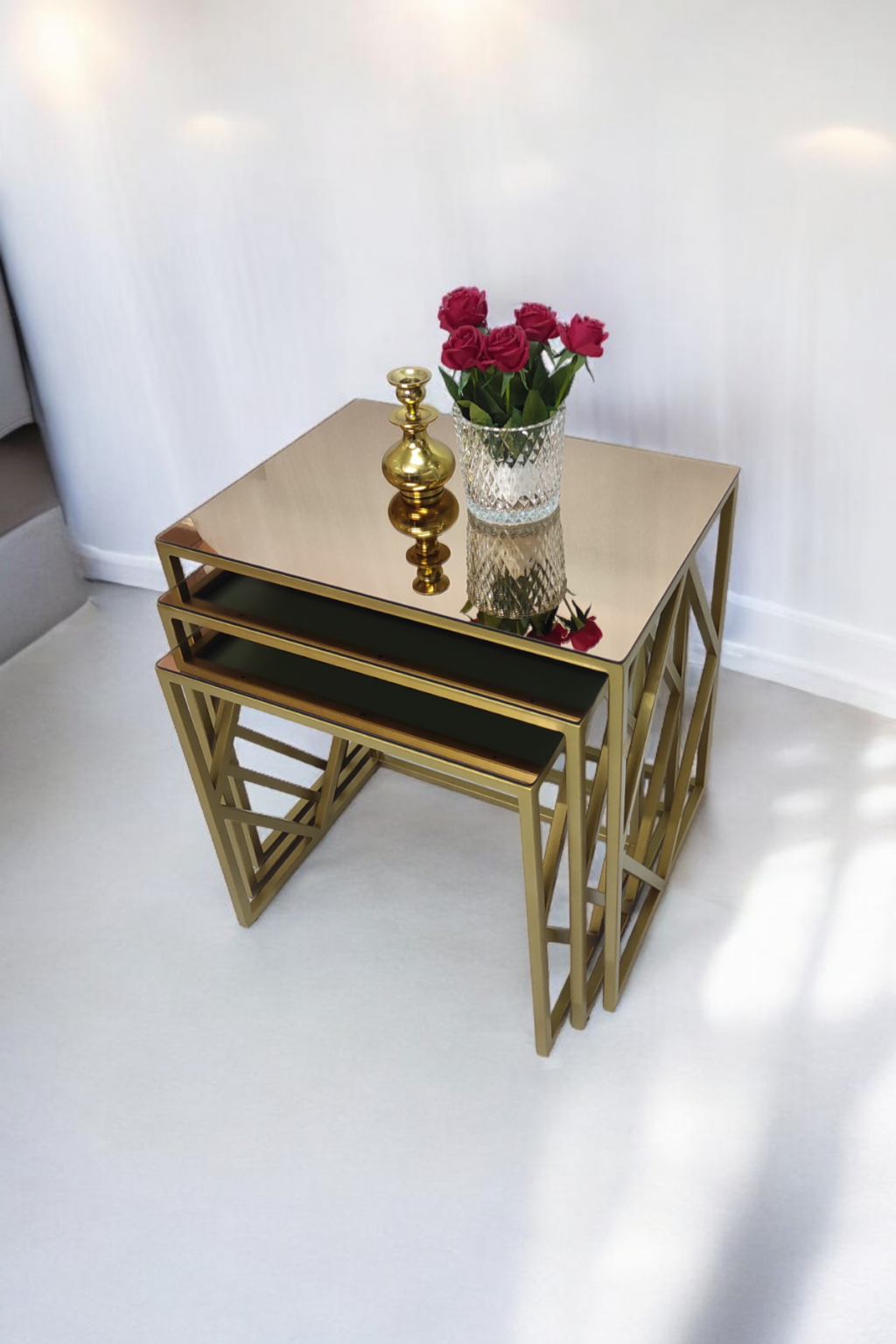 Venice Gold Metal Ayaklı Bronz Aynalı Zigon Sehpa - Mobievim Evinizin ...